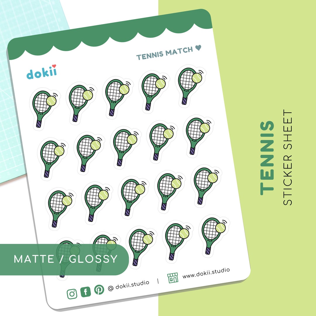 Kawaii Tennis Sticker Sheet Cute Tennis Stickers Wimbledon - Etsy