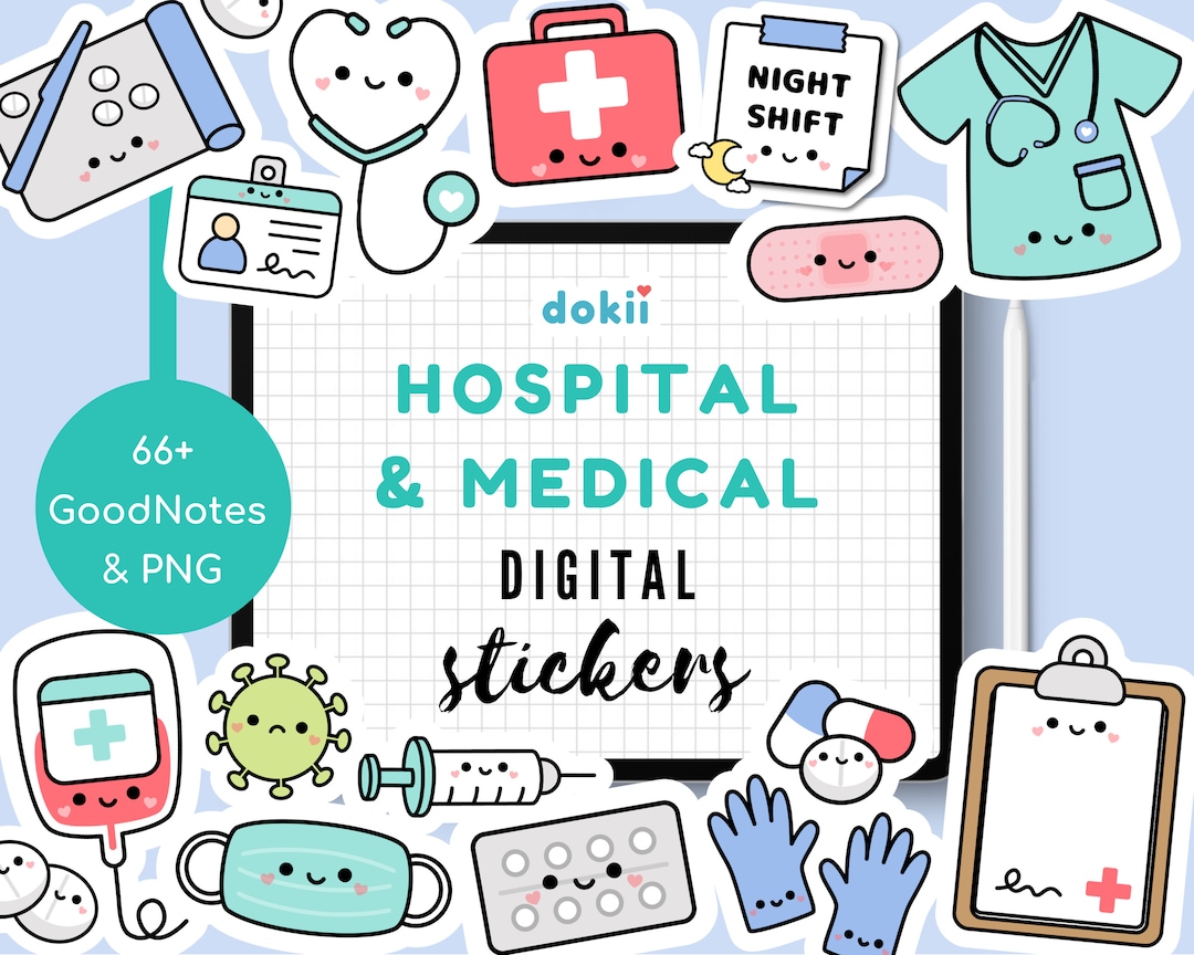 Kawaii Hospital & Medical Digital Sticker Pack | Cute Medical Goodnotes ...