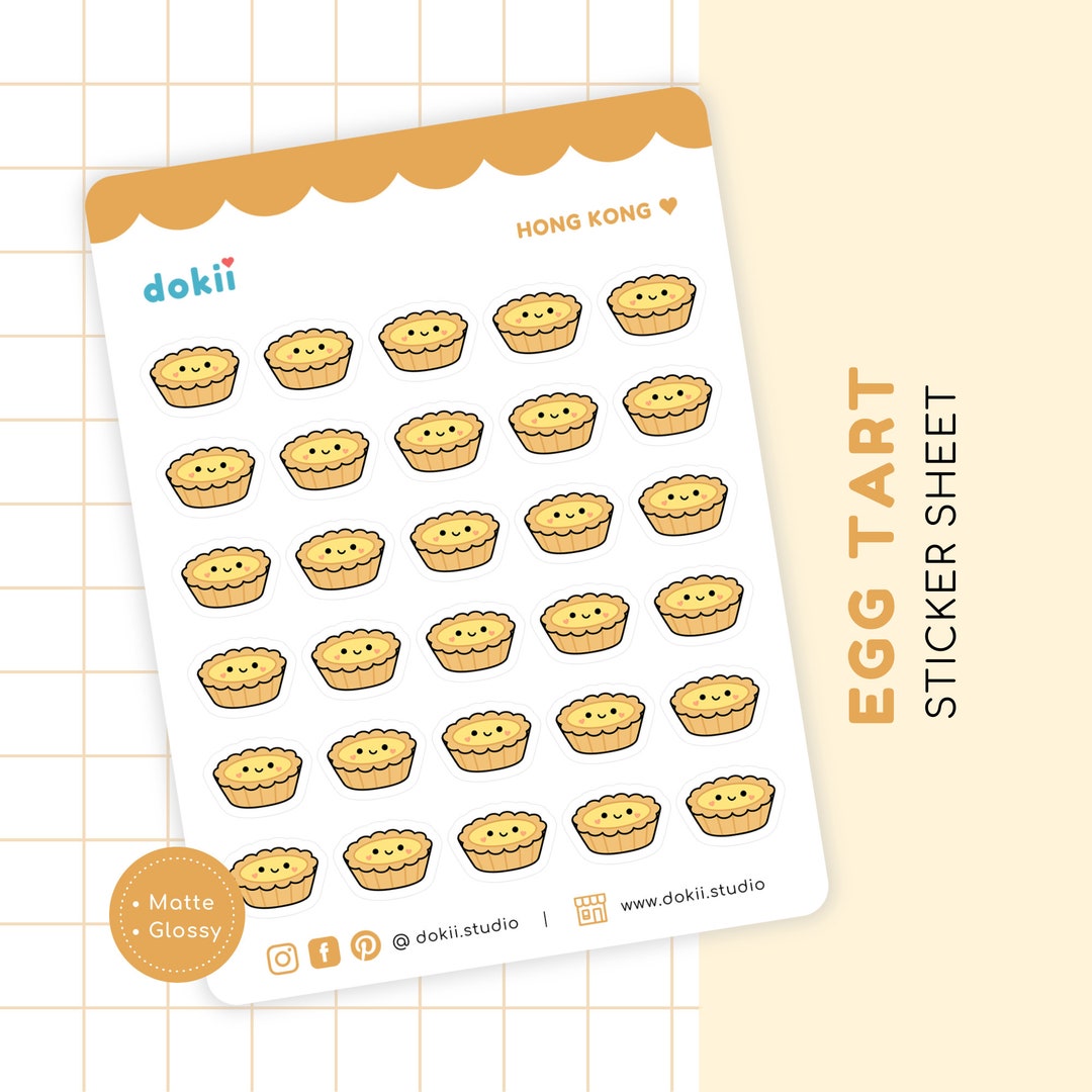 Kawaii Egg Tart Sticker Sheet Cute Egg Tart Planner Stickers - Etsy