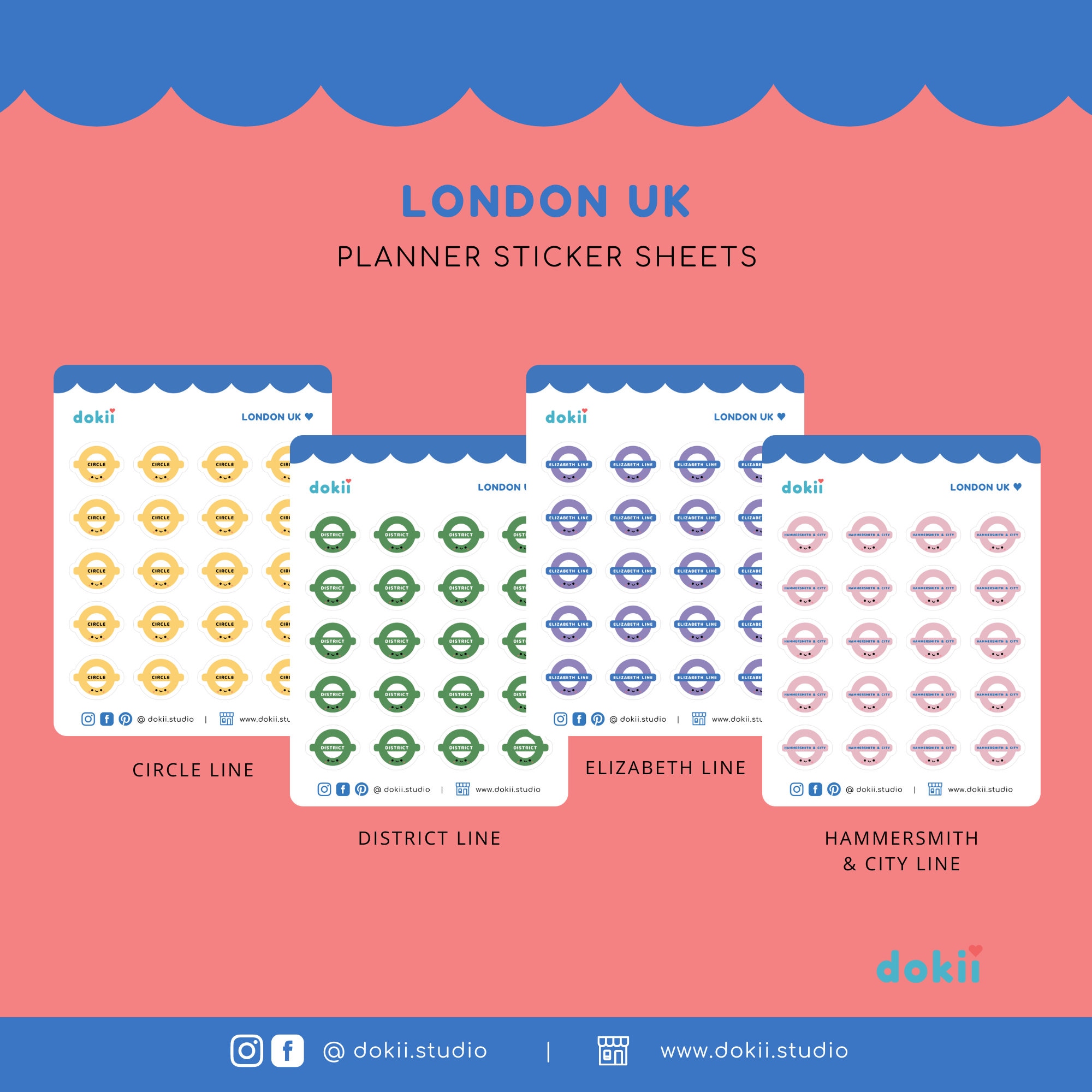 London Tube Line Sticker Sheet | London Transport Stickers Underground ...