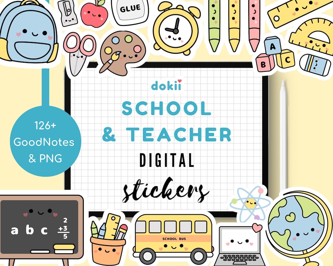 Kawaii School & Teacher Digital Stickers | 126+ Cute Educational Back ...