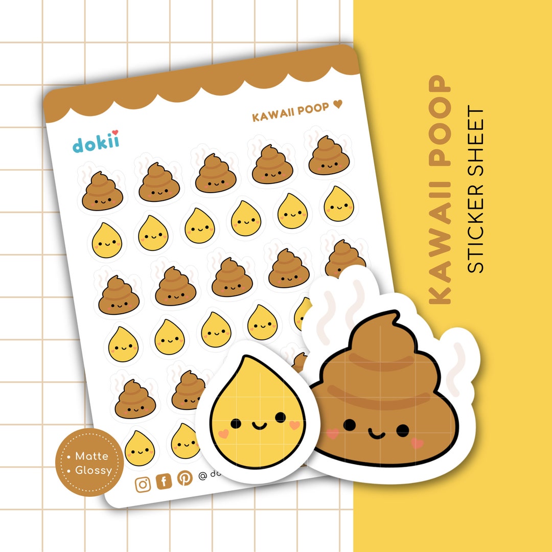 Kawaii Poop & Pee Sticker Sheet | Cute Poop Planner Stickers Potty ...