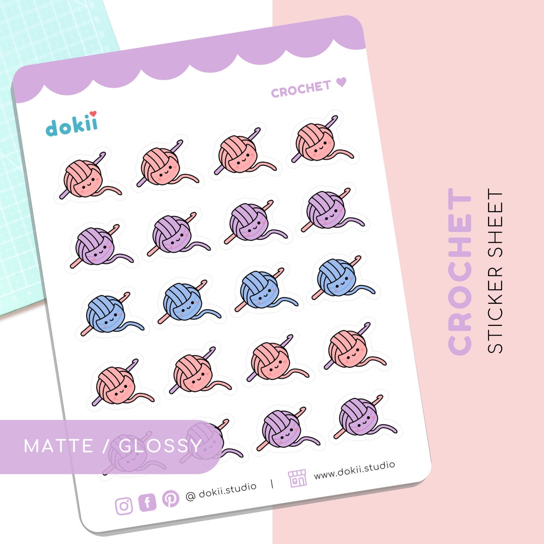 Kawaii Crochet Sticker Sheet Cute Crochet Planner Stickers - Etsy