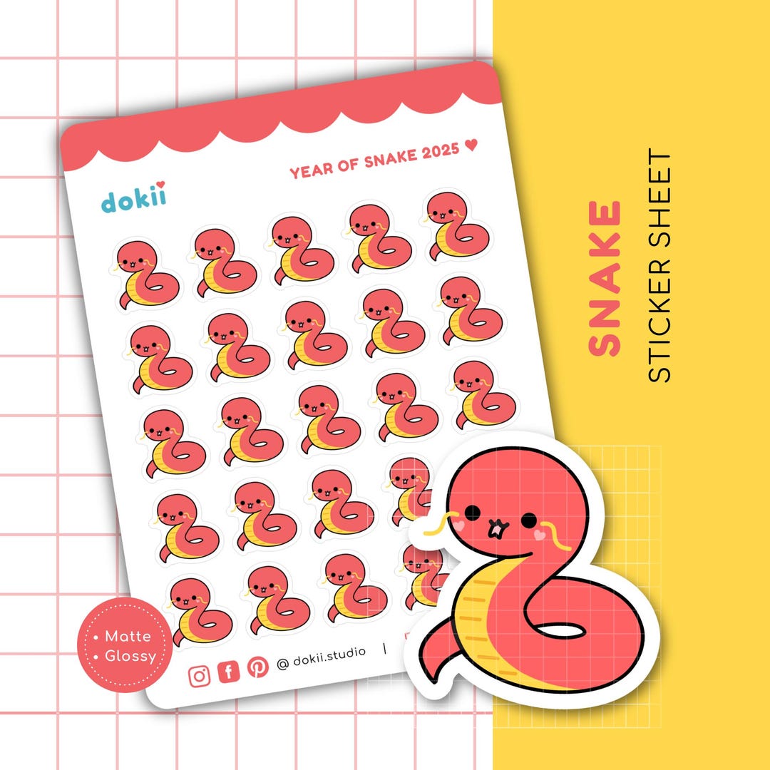 Cute Snake Planner Sticker Sheet | 2025 Year of Snake Sticker, Chinese ...