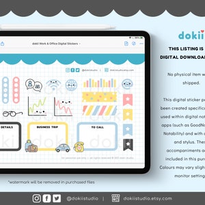 Kawaii Work & Office Digital Stickers | 59 Cute Business Icons Work ...