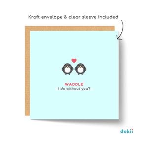 Cute Penguin Love Card | Funny Penguin Card Valentines Kawaii Penguin ...