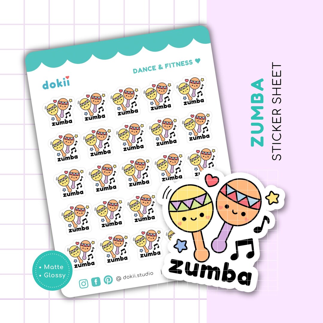 Cute Zumba Sticker Sheet | Kawaii Zumba Planner Stickers | Zumba Dance ...