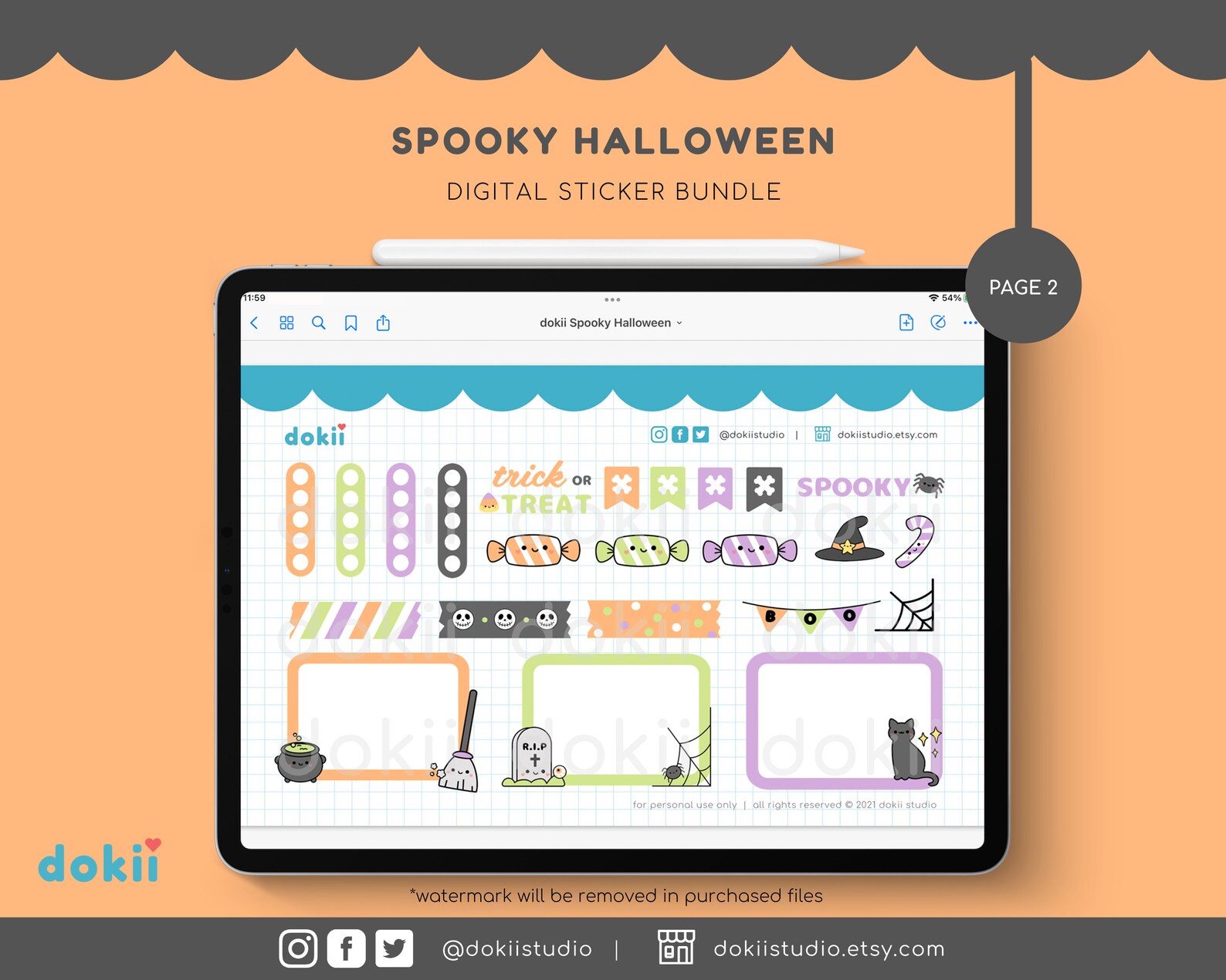 Cute Halloween Digital Stickers | Kawaii Halloween Stickers, Halloween ...