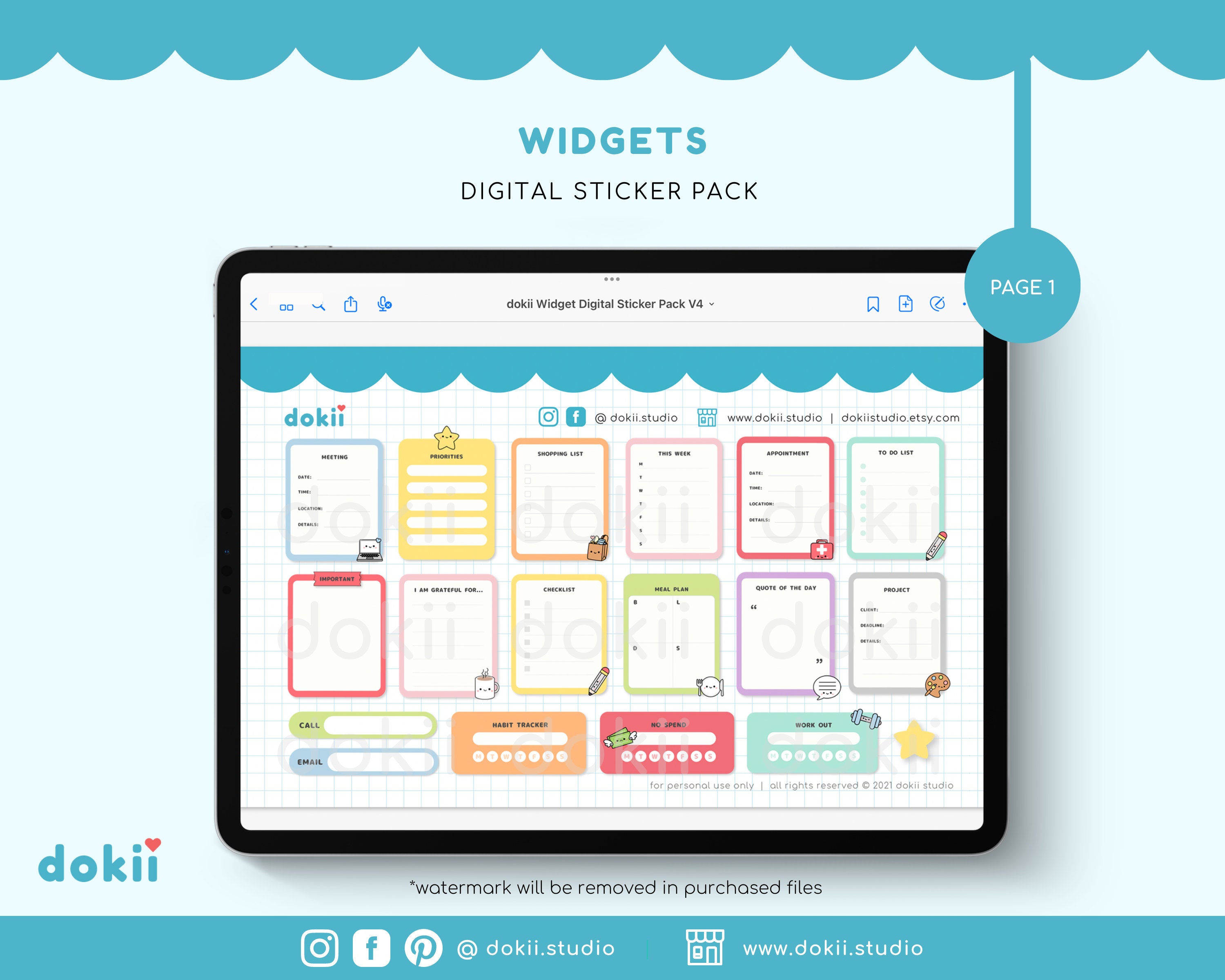 Cute Digital Widget Stickers | 35 Essential Digital Planner Widgets ...