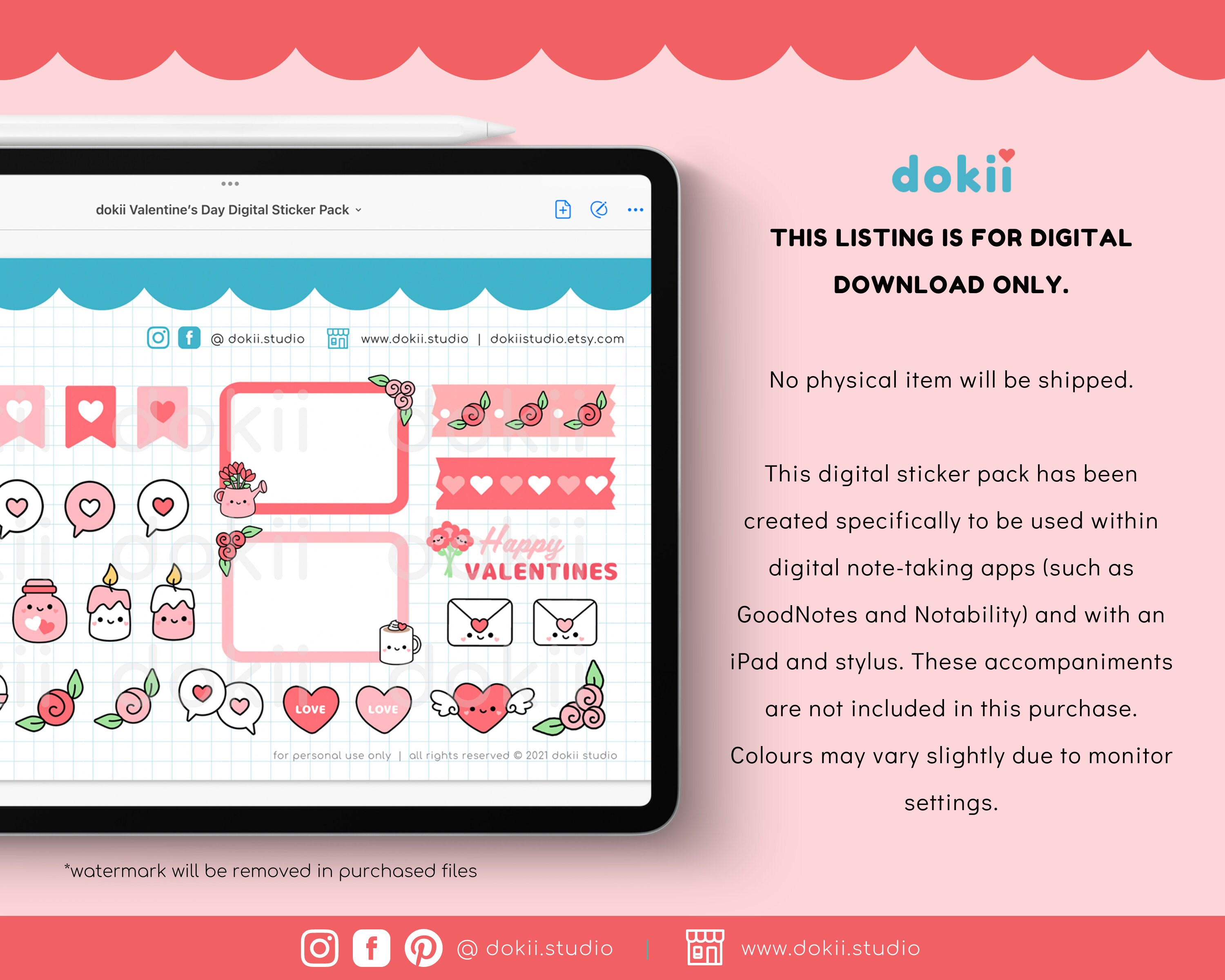 Cute Valentine's Day Digital Sticker Pack | 65+ Kawaii Valentine's ...