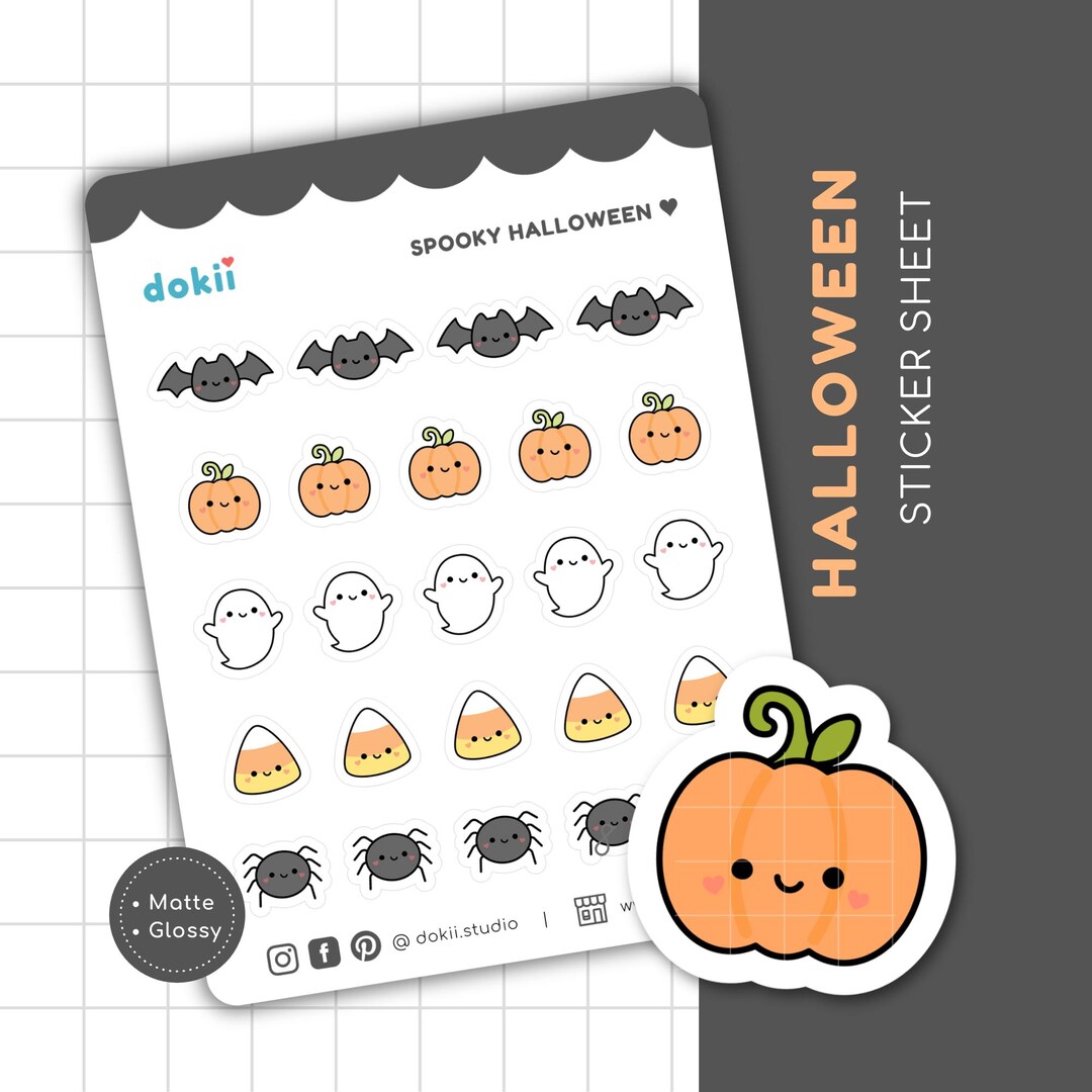Cute Halloween Sticker Sheet | Spooky Halloween Planner Sticker ...