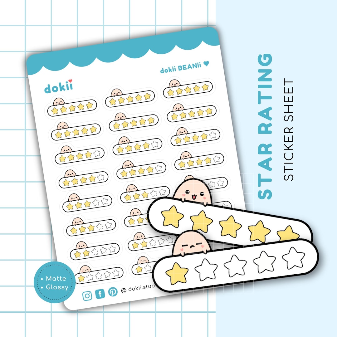 Cute Star Rating Sticker Sheet | Kawaii Star Planner Sticker Star ...