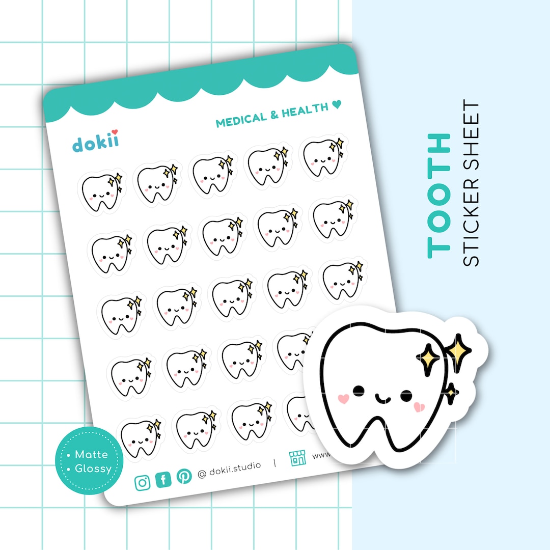 Dentist Sticker Sheet | Cute Tooth Planner Stickers Dentist Appointment ...