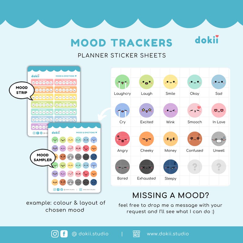 Cute Mood Tracker Sticker Sheet | Rainbow Mood Stickers Tracker Emoji ...