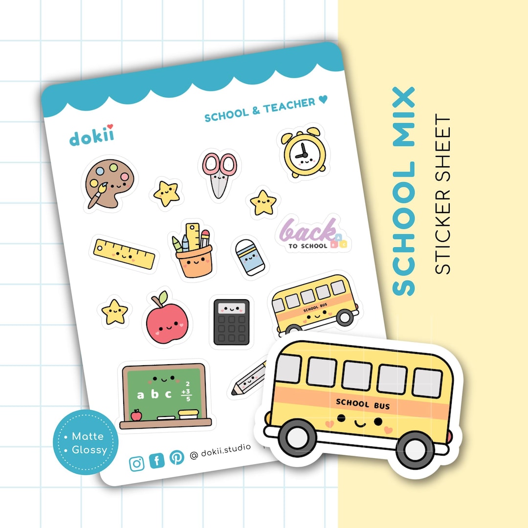 Kawaii School Stickers | Cute School Planner Stickers Teachers ...