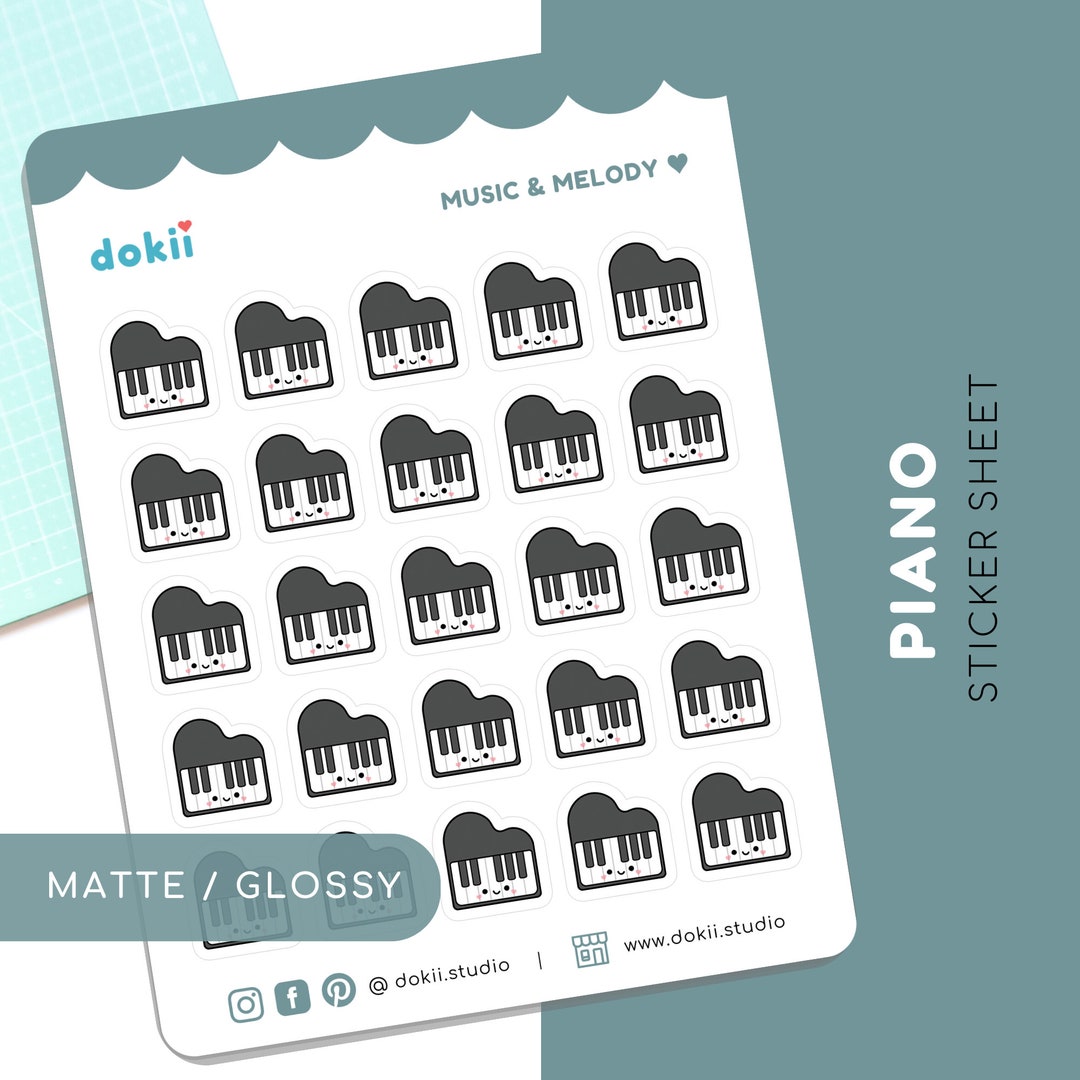 Kawaii Piano Sticker Sheet Cute Piano Practice Planner - Etsy
