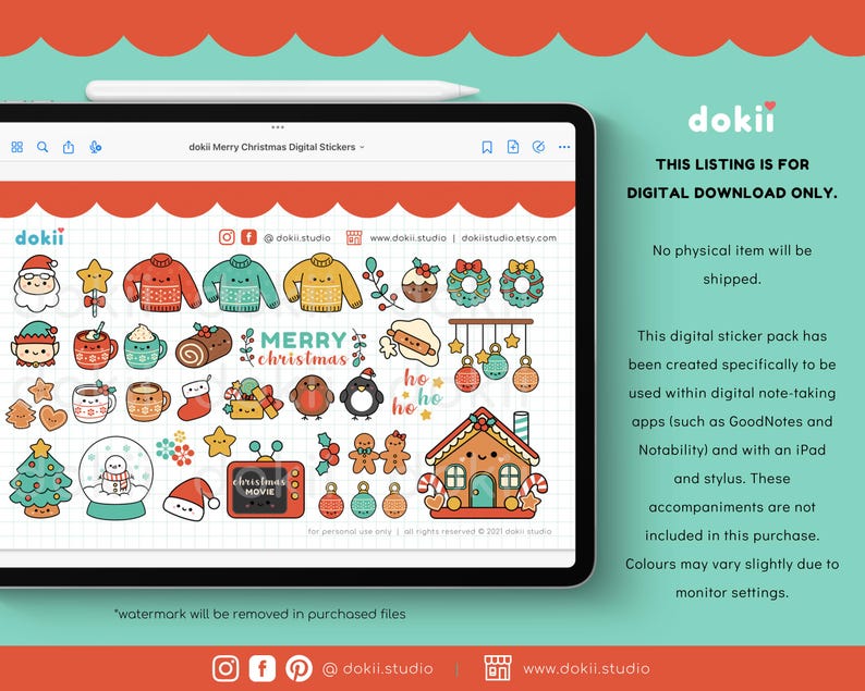 126 Cute Christmas Digital Sticker Bundle | Merry Christmas Goodnotes ...