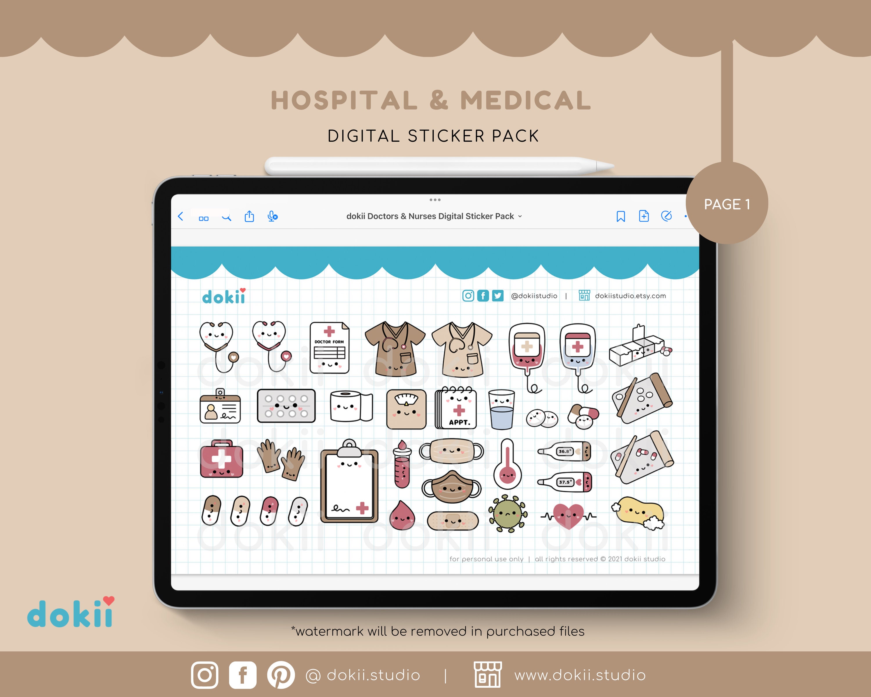 Kawaii Doctors & Nurses Digital Sticker Pack | Cute Medical Workers ...