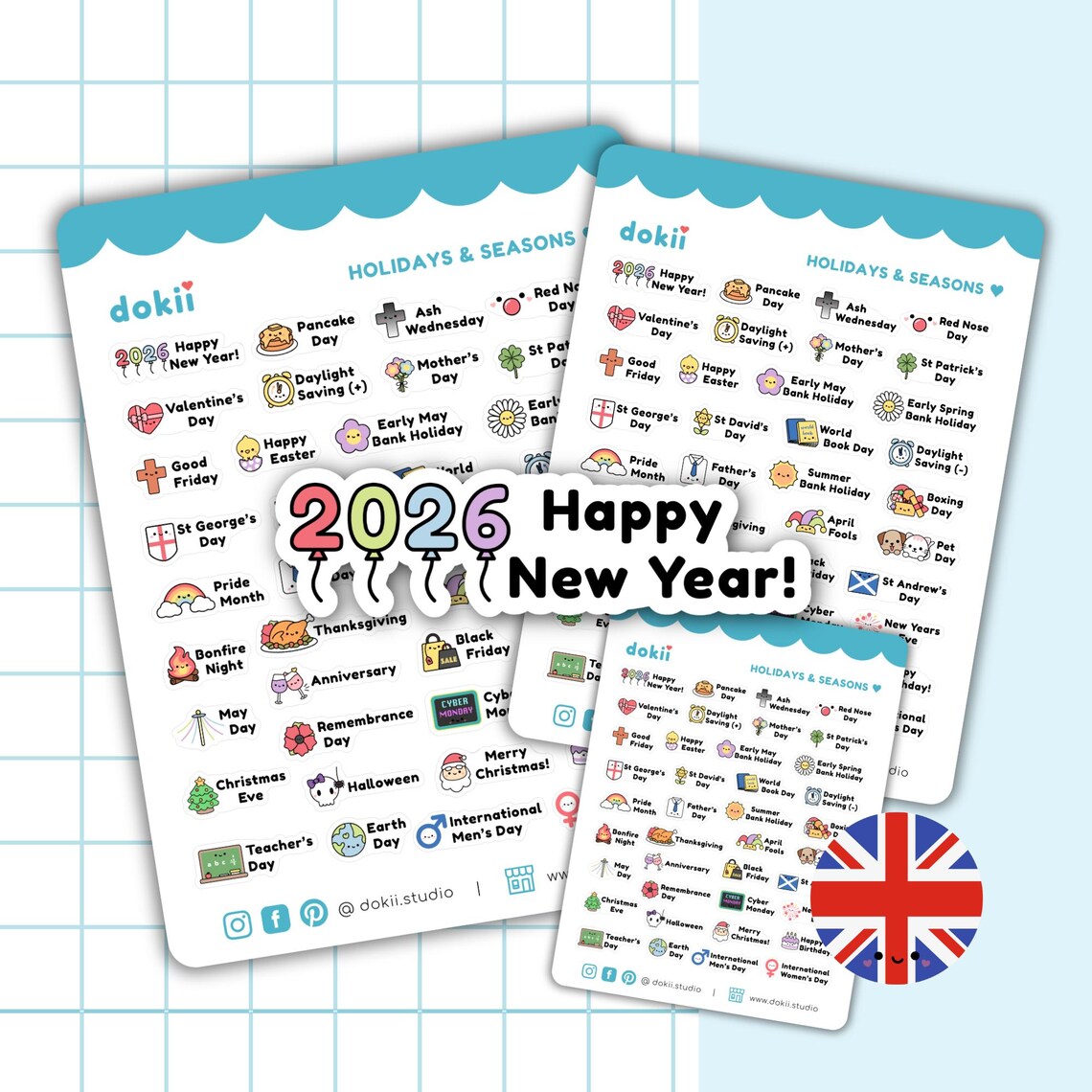 2026 UK Yearly Events Planner Stickers | 39 Cute UK Calendar Stickers ...