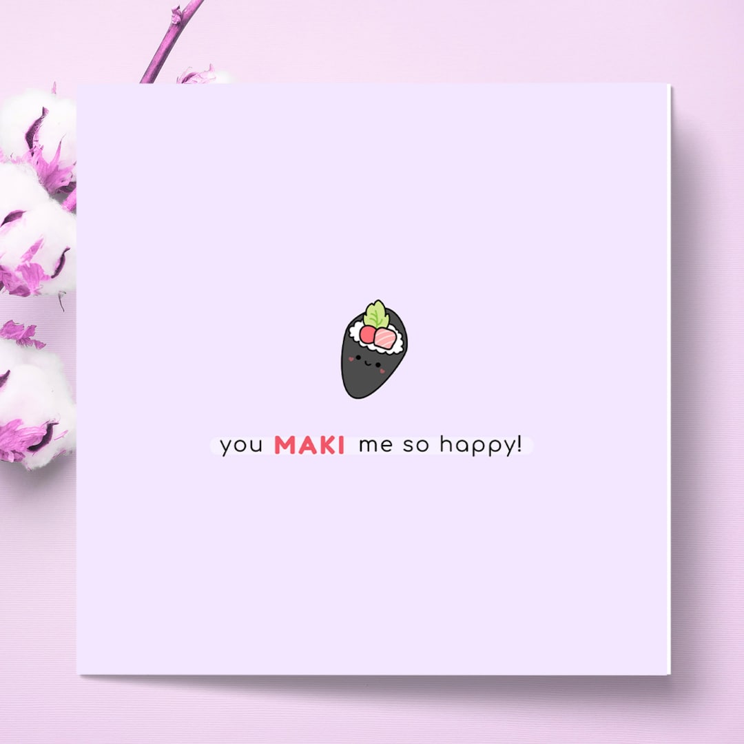 Kawaii Sushi Card Cute Sushi Pun Card Funny Sushi Card Punny Japanese ...