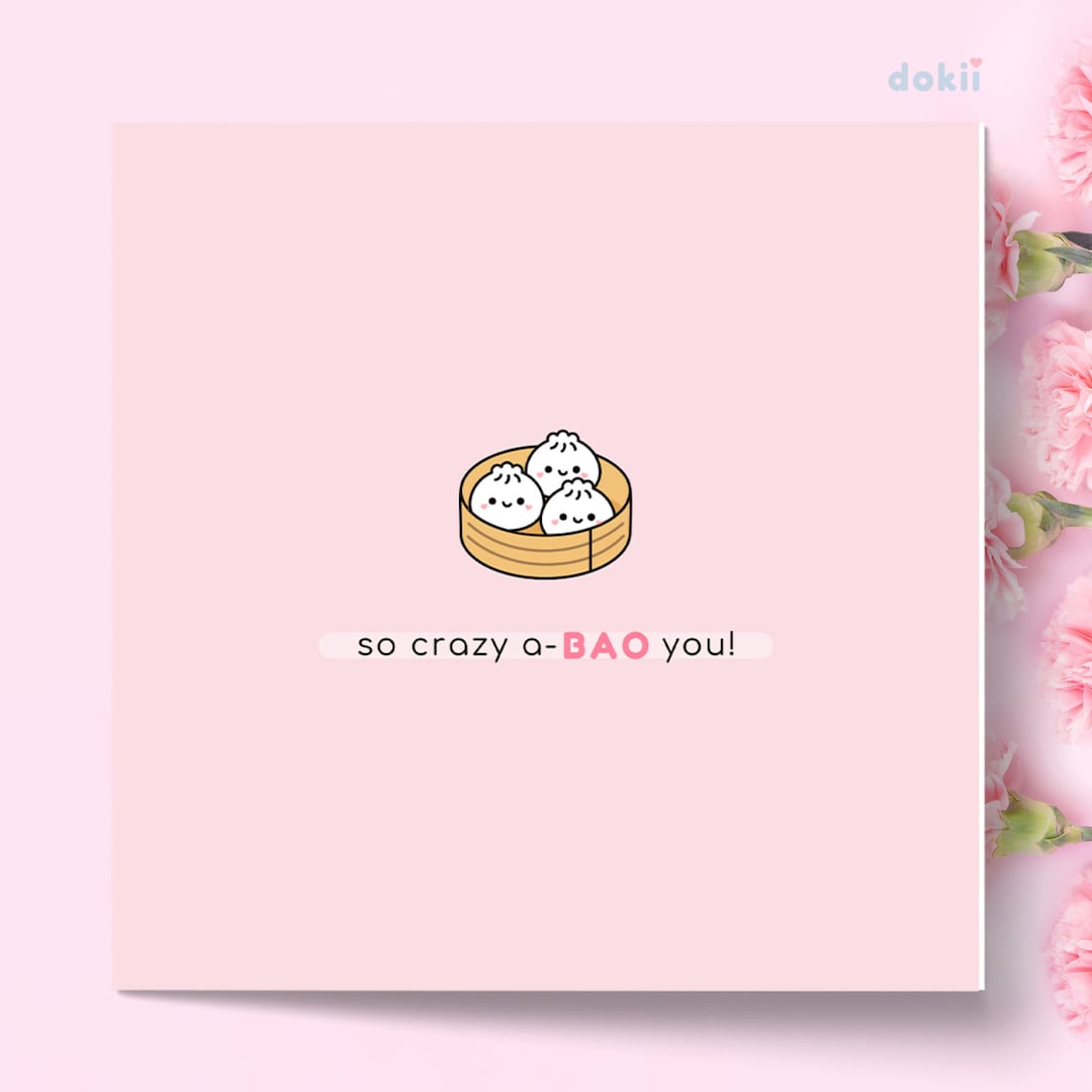 Kawaii Dumpling Card Valentine's Day Card Funny Steamed Bao Card Cute ...