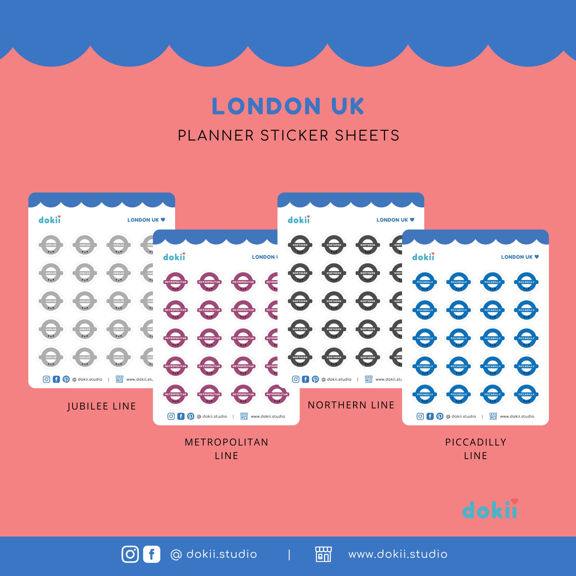 London Tube Line Sticker Sheet | London Transport Stickers Underground ...