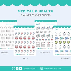 Kawaii Medical Planner Sticker Sheet | Cute Health Care Stickers Nurse ...