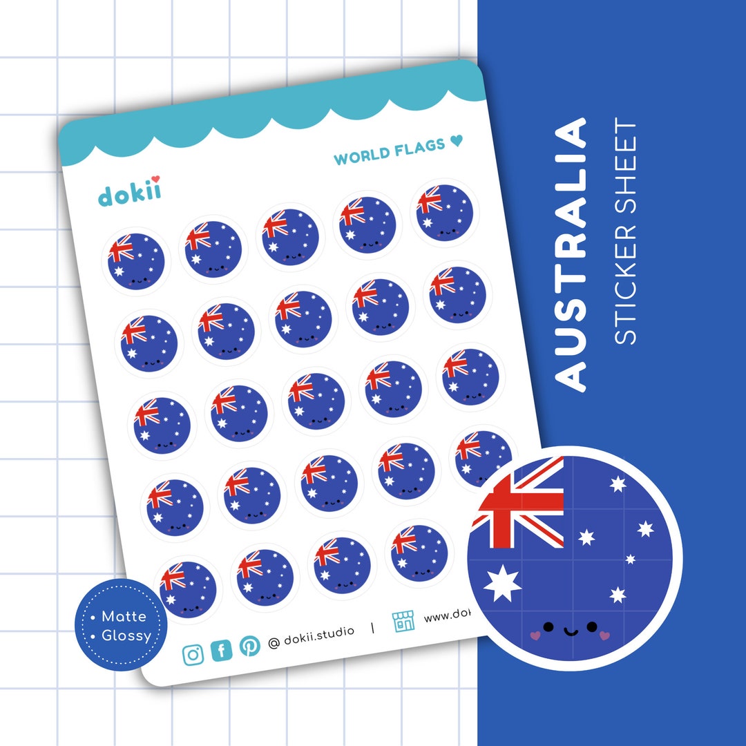 Australia Flag Sticker Sheet | Cute Australian Flag Planner Stickers ...