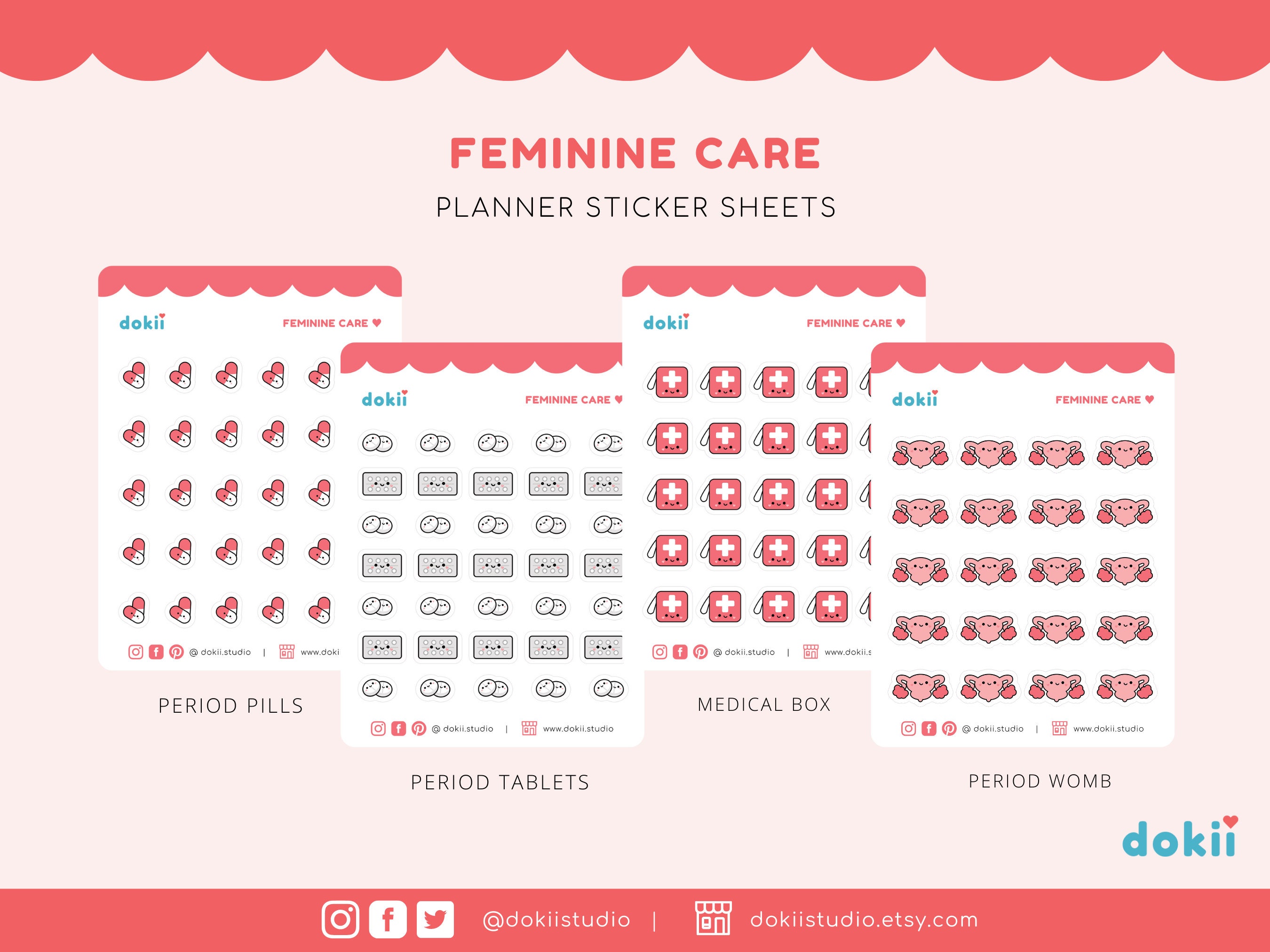 Kawaii Period Planner Sticker Sheet Cute Period Tracker - Etsy