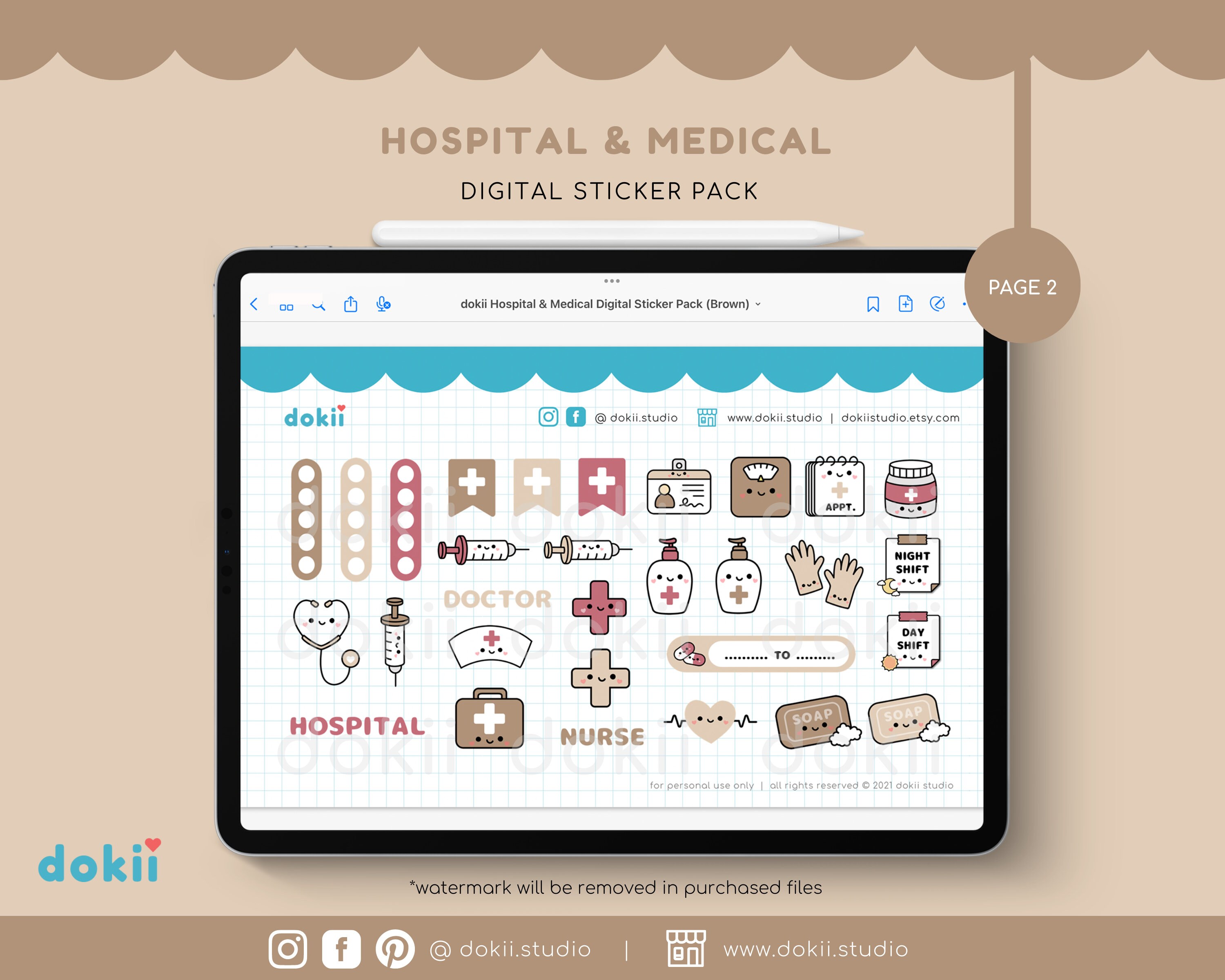 Kawaii Doctors & Nurses Digital Sticker Pack | Cute Medical Workers ...