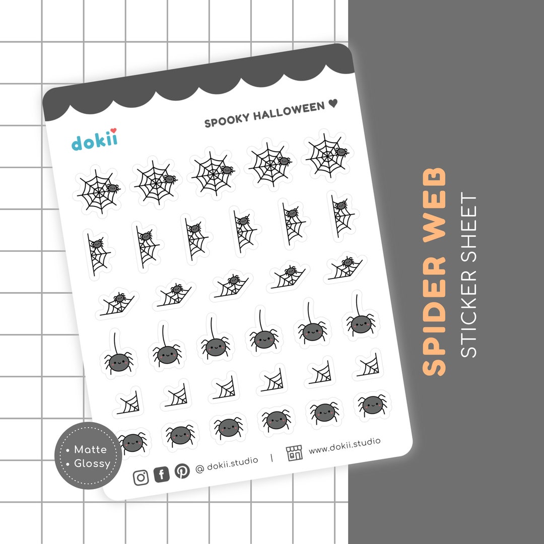 Kawaii Spider Web Sticker Sheet Cute Halloween Planner - Etsy