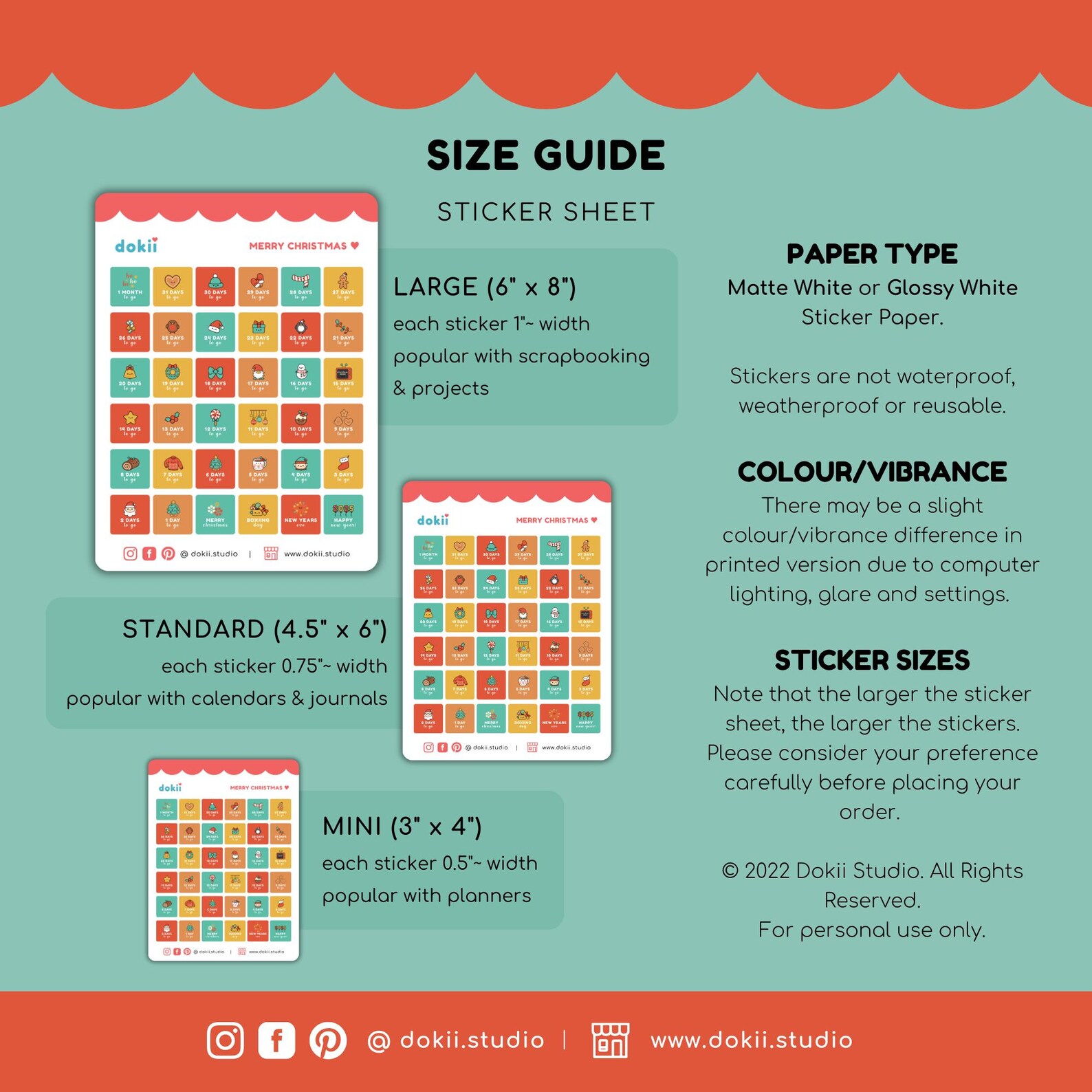 Christmas Countdown Sticker Sheet, Cute Christmas Planner Stickers ...