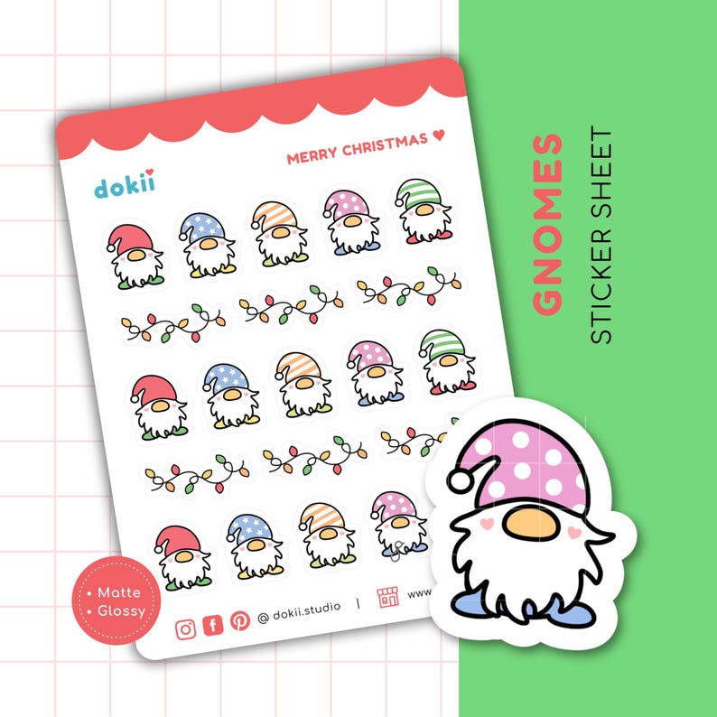 Kawaii Gonk Sticker Sheet | Cute Gnome Planner Sticker Christmas ...