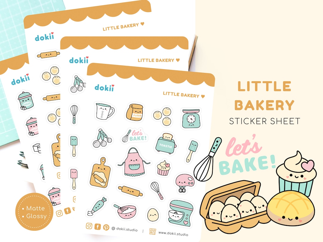 Kawaii Baking Sticker Sheet | Cute Little Bakery Stickers - Dessert ...