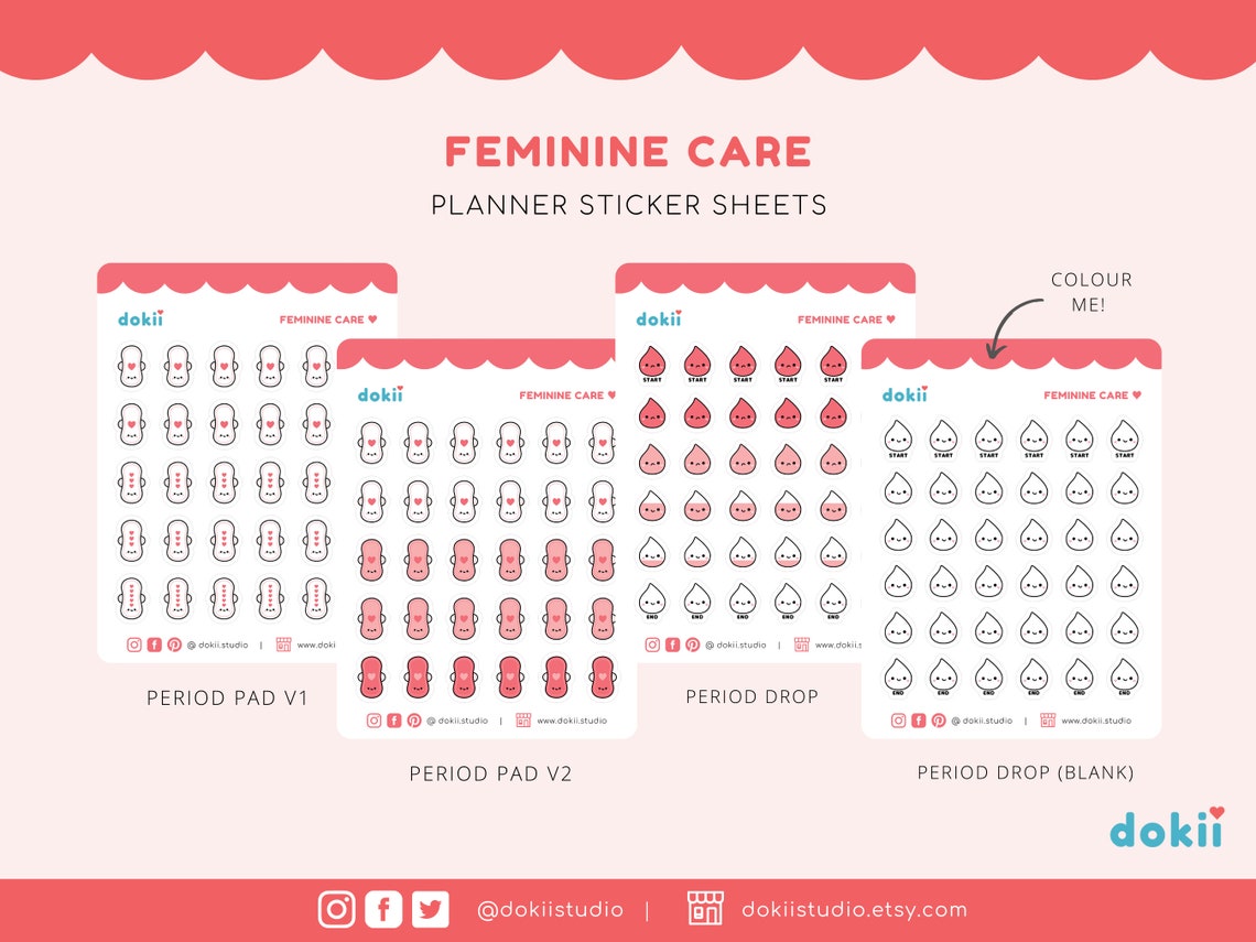 Kawaii Period Planner Sticker Sheet Cute Period Tracker - Etsy