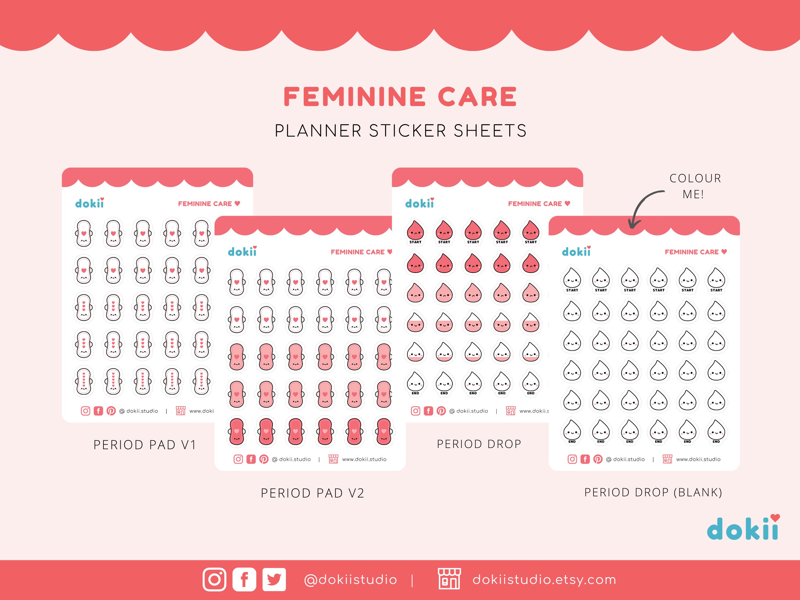 Kawaii Period Planner Sticker Sheet Cute Period Tracker - Etsy