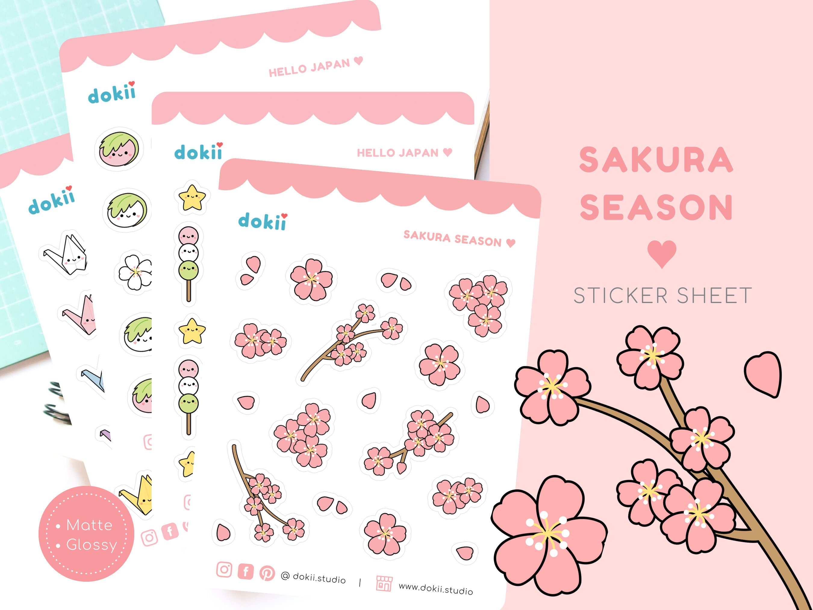 Kawaii Sakura Season Sticker Sheet | Cute Japanese Cherry Blossom ...