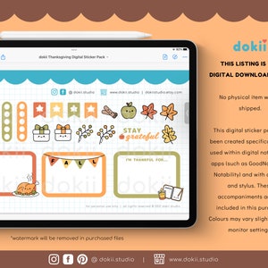 Kawaii Thanksgiving Digital Sticker Pack | 51+ Cute Happy Thanksgiving ...