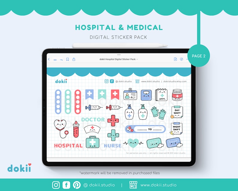 Kawaii Hospital & Medical Digital Sticker Pack Cute Medical - Etsy
