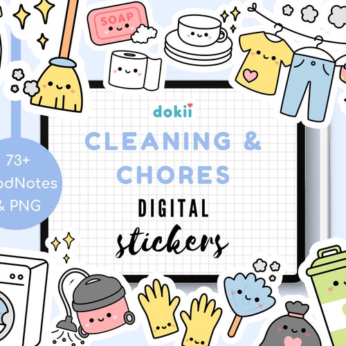 Cute House Chores Icon Digital Sticker Bundle 24 Kawaii - Etsy