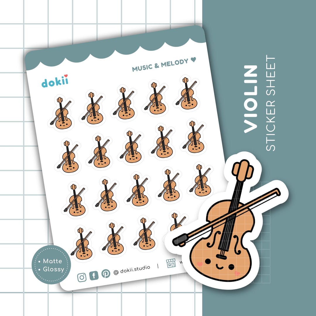 Kawaii Violin Sticker Sheet | Cute Music Practice Planner Stickers ...