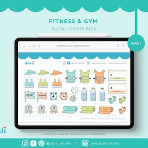 Kawaii Fitness & Gym Digital Sticker Pack Cute Workout Goodnotes ...