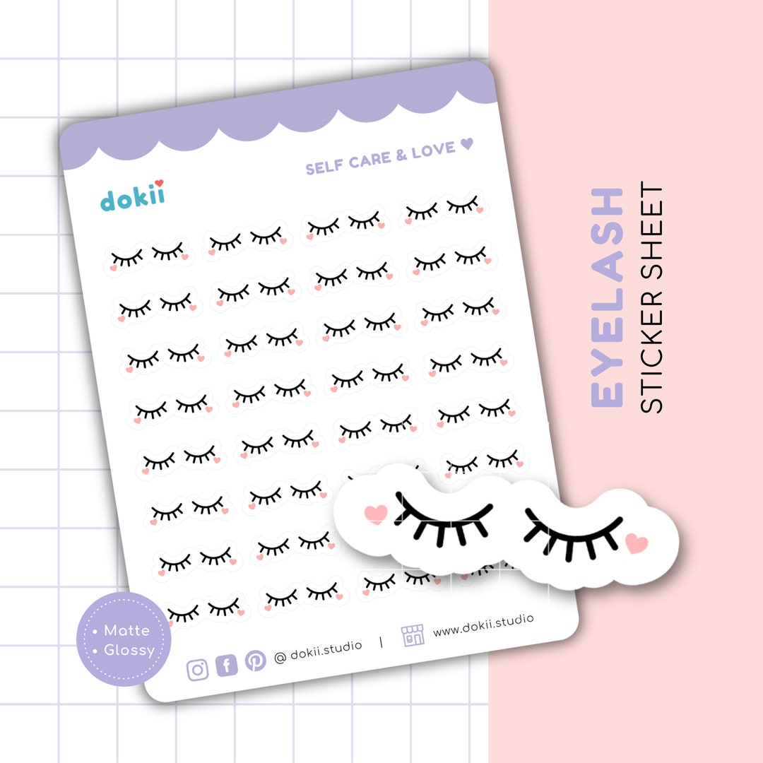 32 Cute Eyelashes Sticker Sheet | Lash Appointment Planner Sticker Eye ...
