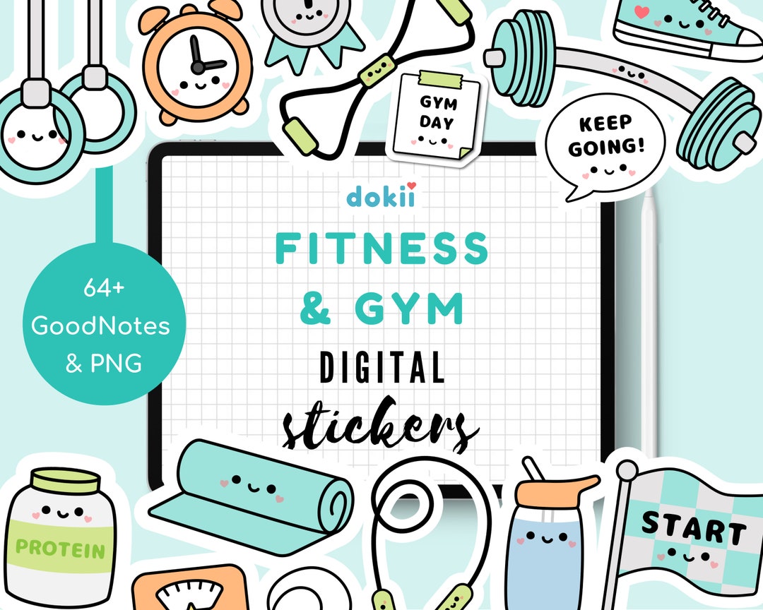 Kawaii Fitness And Gym Digital Sticker Pack Cute Workout Goodnotes January Digital Planner