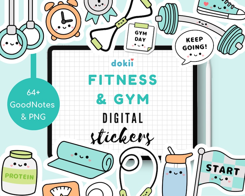 Kawaii Fitness & Gym Digital Sticker Pack Cute Workout - Etsy