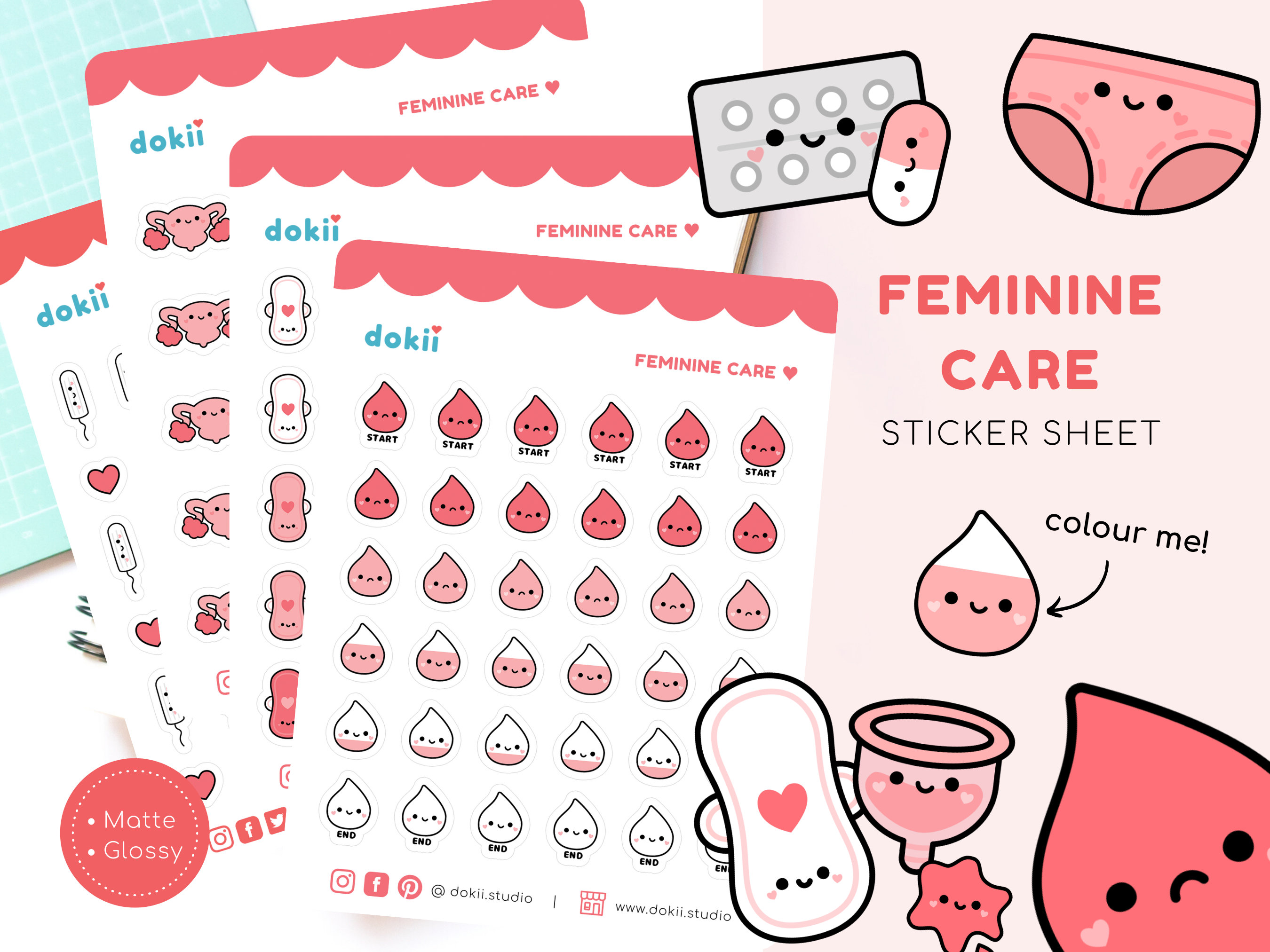 Kawaii Period Planner Sticker Sheet Cute Period Tracker - Etsy