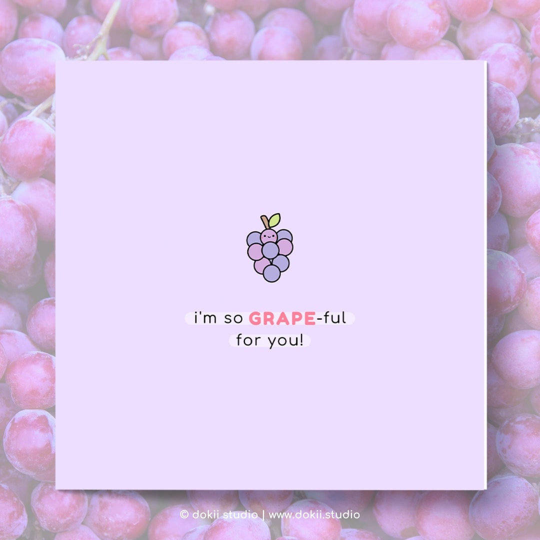 Cute Grape-ful Card Funny Mother's Day Greeting Card Kawaii Berry ...