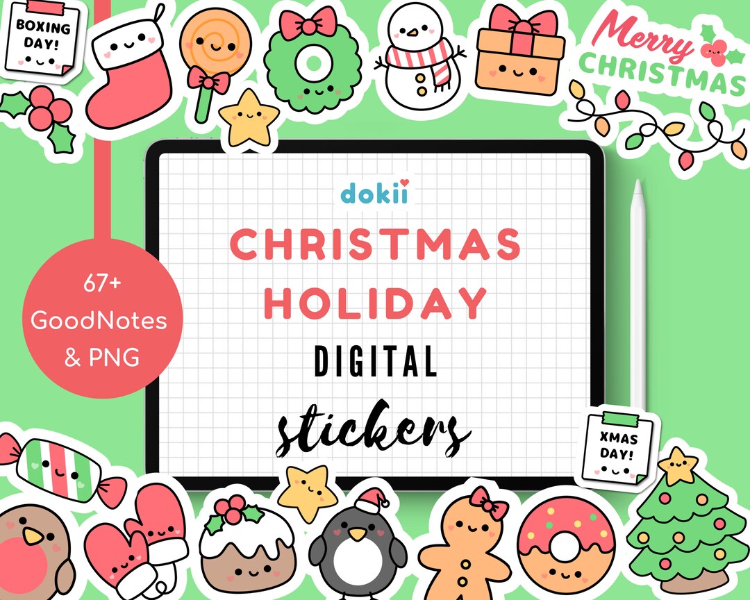 Kawaii Christmas Digital Sticker | 67+ Cute Winter Season Goodnotes ...