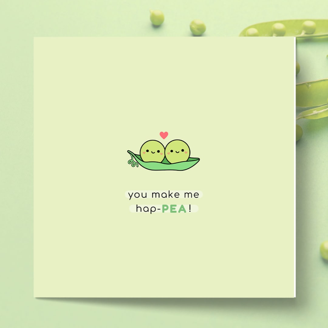 Cute Happy Peas Card Funny Card Valentines for Her, Kawaii Peas ...