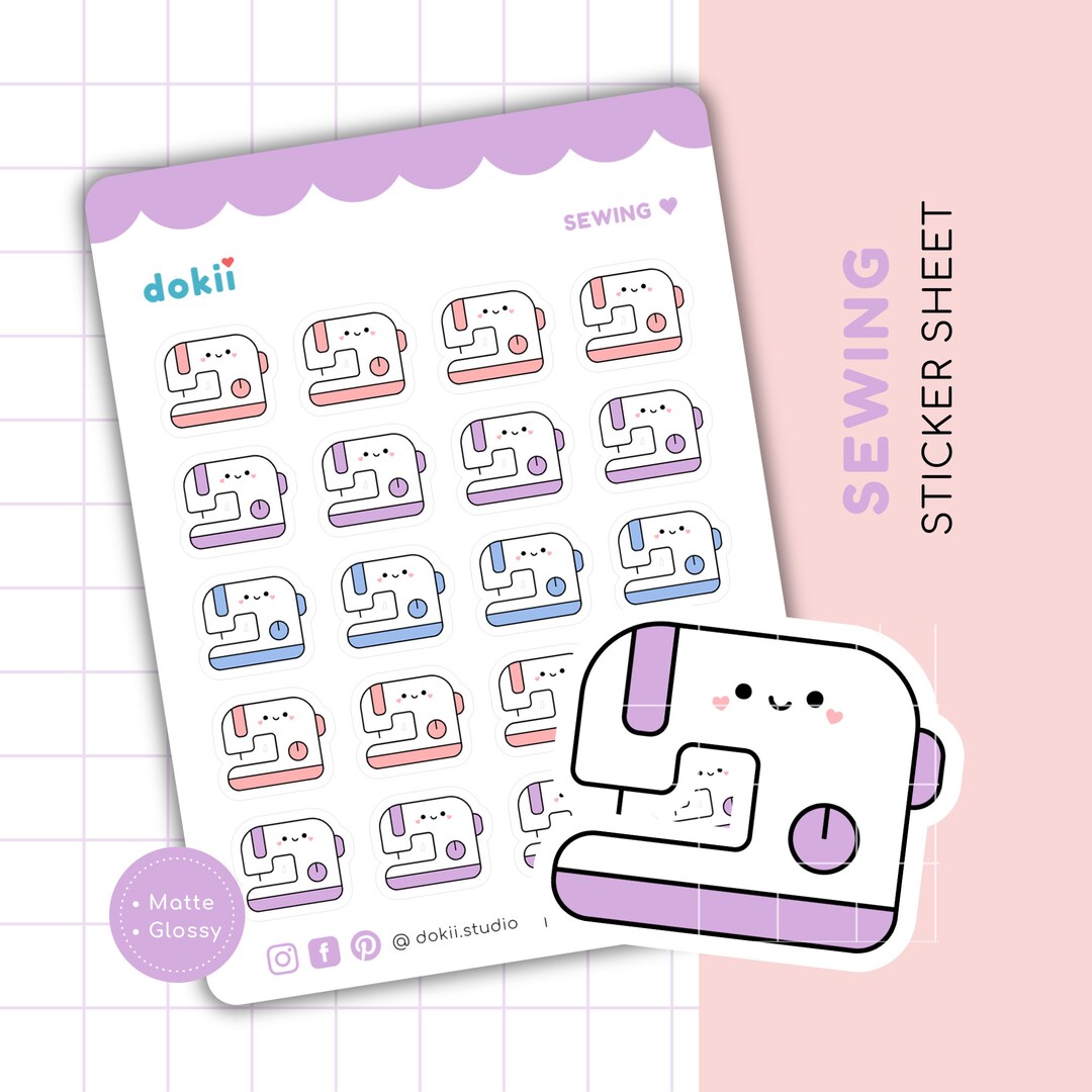 Kawaii Sewing Sticker Sheet | Cute Sewing Planner Stickers Crafter ...